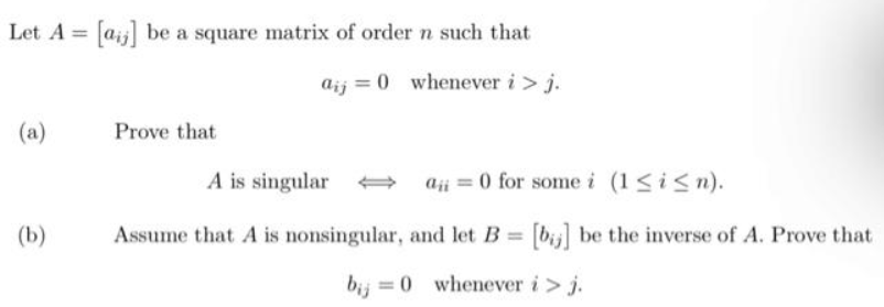 Solved Let A=[aij] be a square matrix of order n such that | Chegg.com