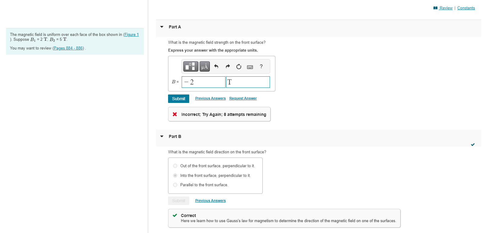 Solved Figure 1 of 1The magnetic field is uniform over each | Chegg.com