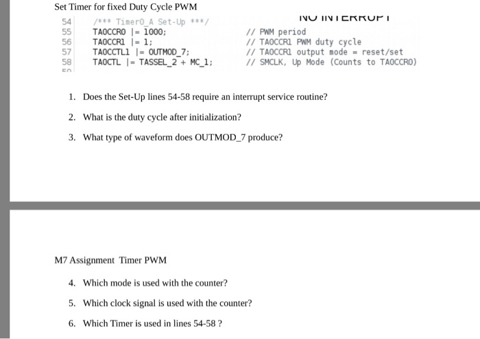 Set Timer For Fixed Duty Cycle Pwm 4 Timero A Set Up 