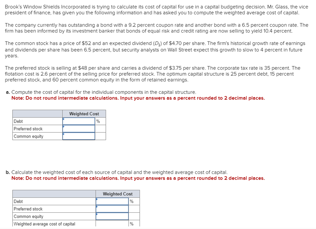 Solved Brook's Window Shields Incorporated is trying to | Chegg.com