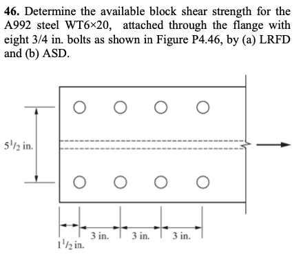 Solved 46. Determine the available block shear strength for | Chegg.com