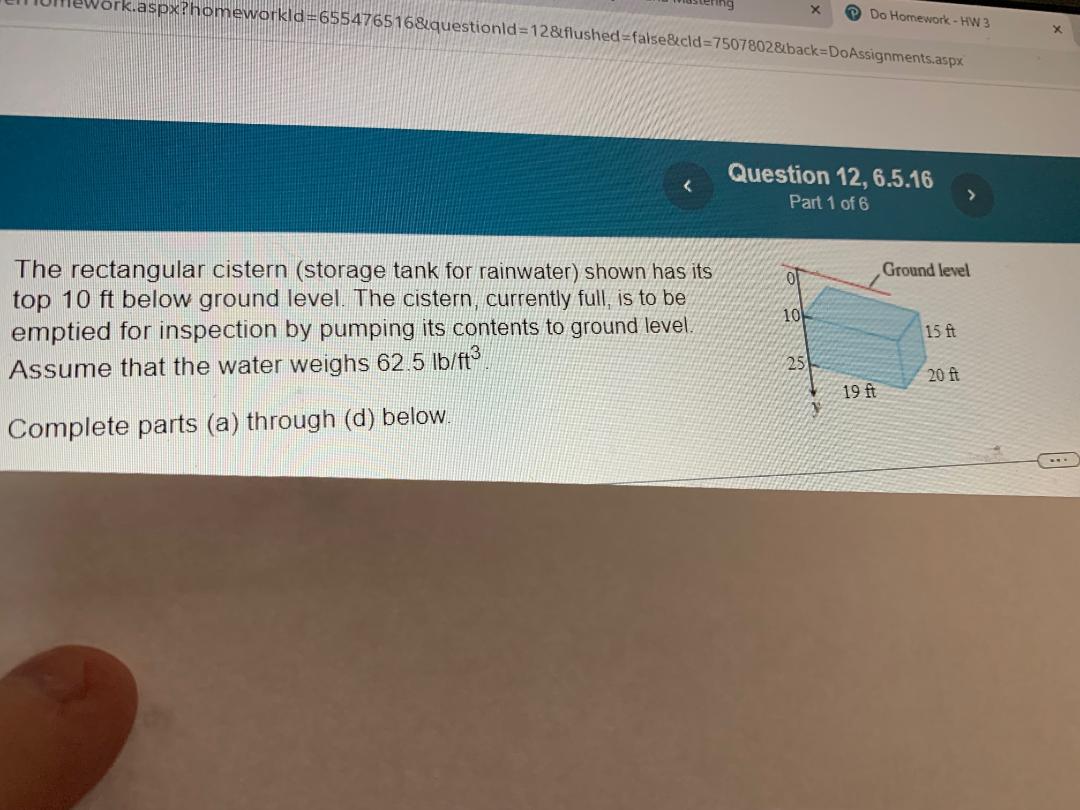 The rectangular cistern (storage tank for rainwater) | Chegg.com