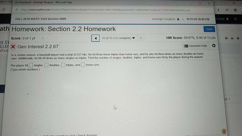 Solved TER 1: THE Do Homework-Ashleigh Vaughan- Microsoft | Chegg.com