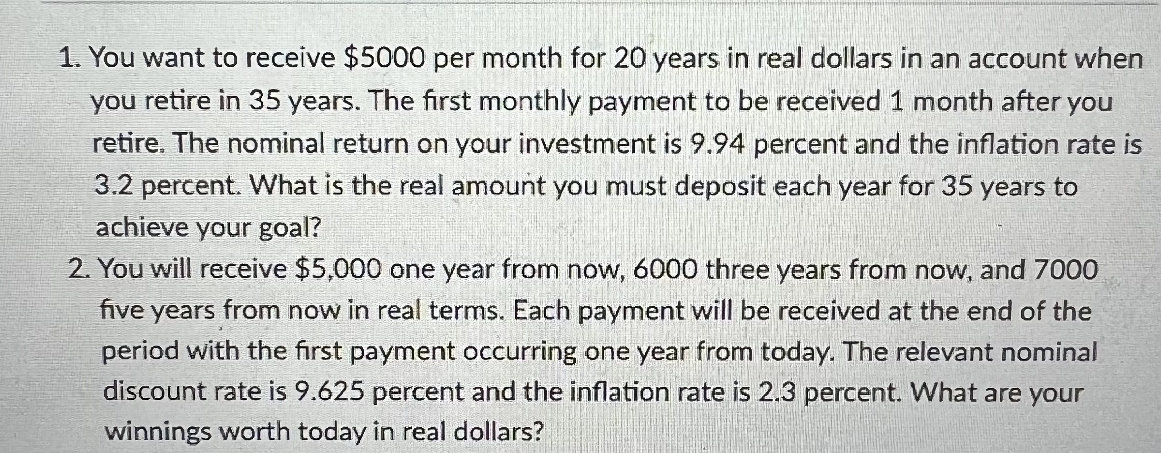 Solved Solve using Excel:You want to receive $5000 ﻿per | Chegg.com
