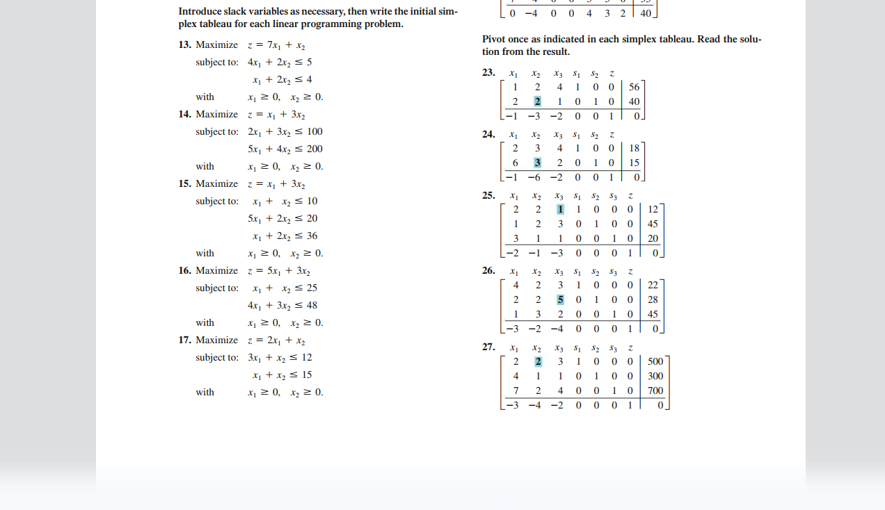 Solved Introduce slack variables as necessary, then write | Chegg.com