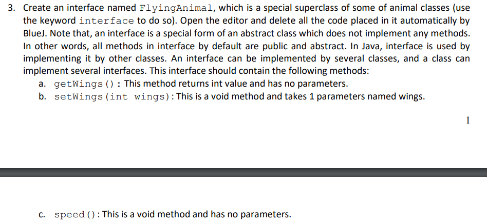 Solved Create an interface named FlyingAnimal, which is a | Chegg.com