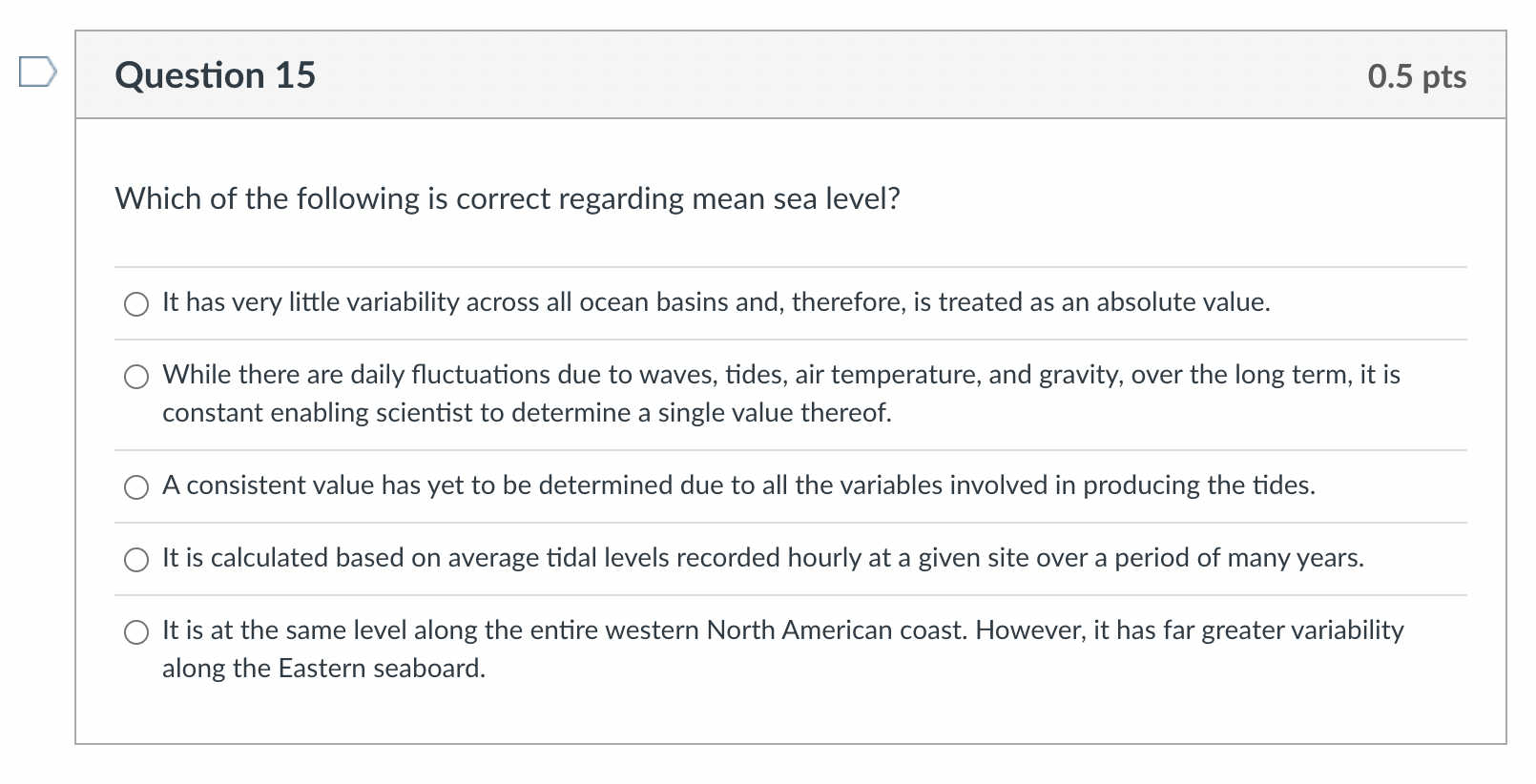Solved Which of the following is correct regarding mean sea | Chegg.com