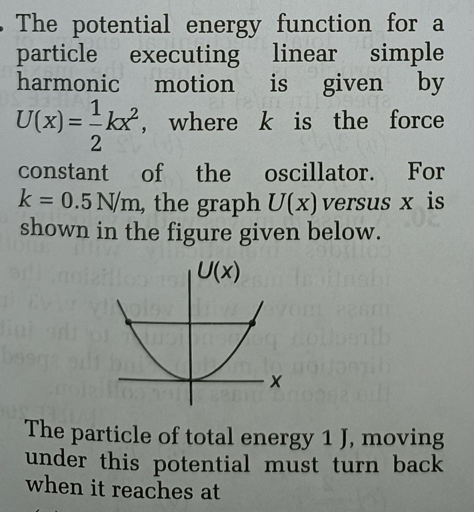 Solved The potential energy function for a particle | Chegg.com