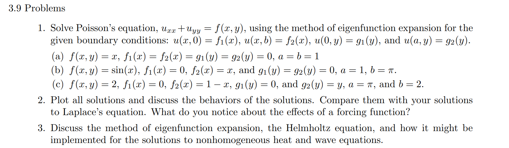 Solved 3.9 Problems = = = = = = = = = 2 1. Solve Poisson's | Chegg.com