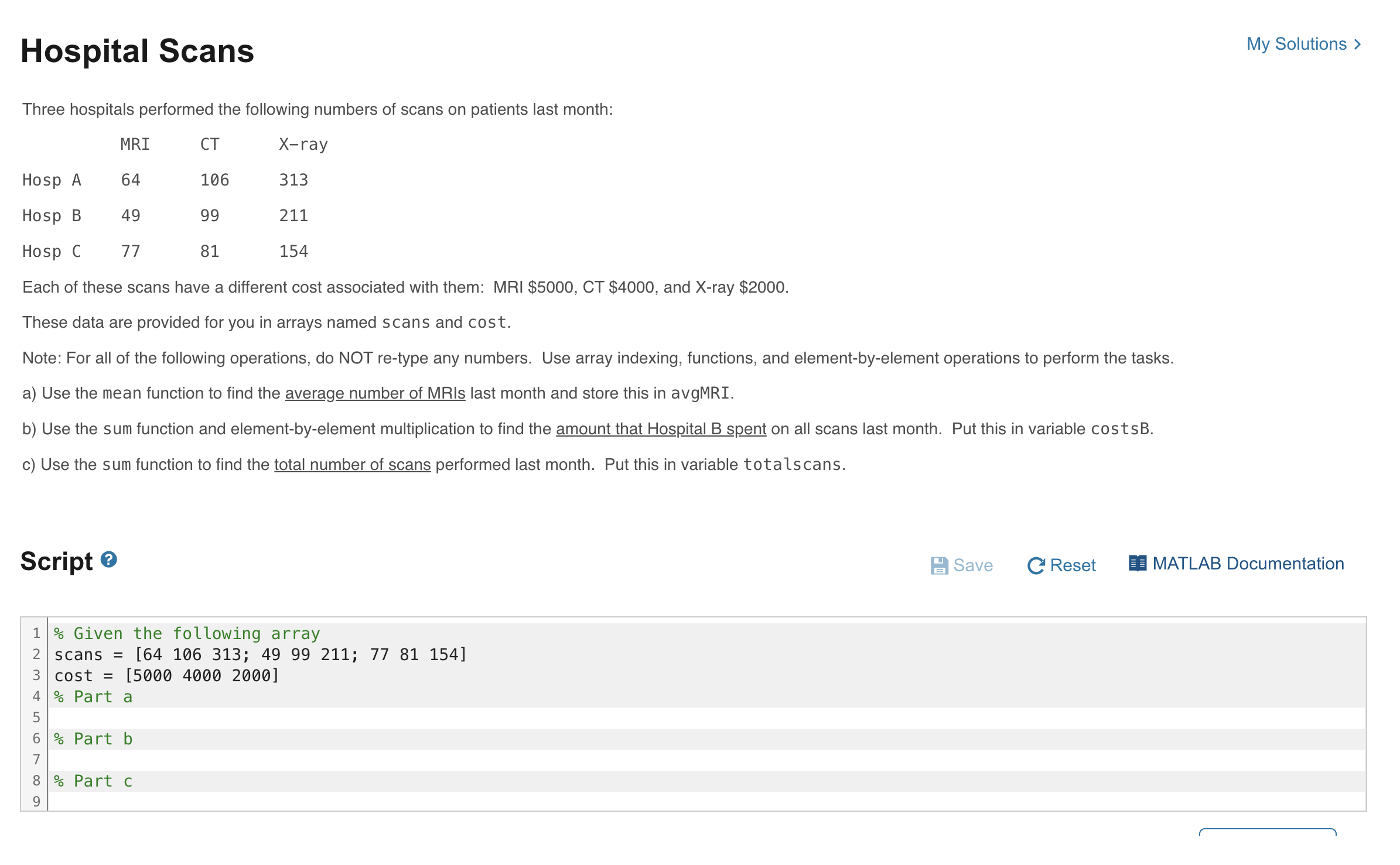 Solved Three hospitals performed the following numbers of | Chegg.com