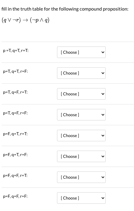 Solved fill in the truth table for the following compound | Chegg.com
