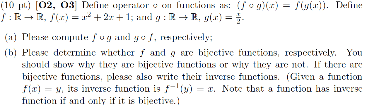 Solved (10 pt) [O2, O3] Define operator o on functions as: | Chegg.com