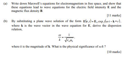 Solved (a) Write down Maxwell's equations for | Chegg.com