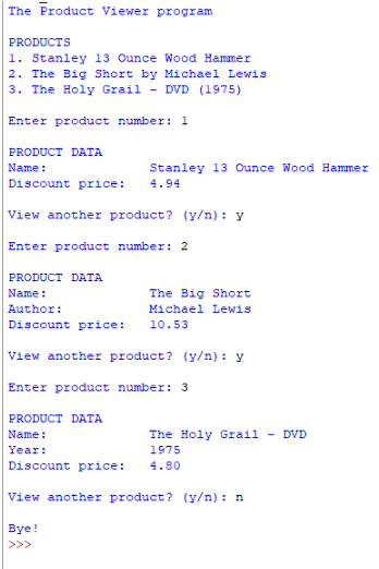 Solved In this exercise, you'll create Product _Viewer.py | Chegg.com