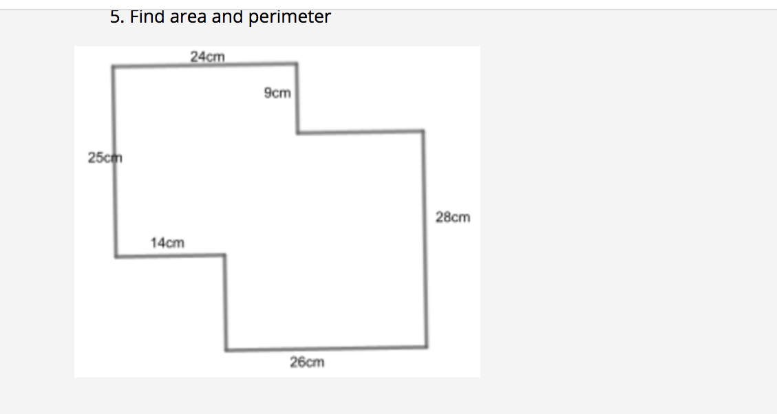 Solved 5. Find area and perimeter 24cm 9cm 25cm 28cm 14cm | Chegg.com