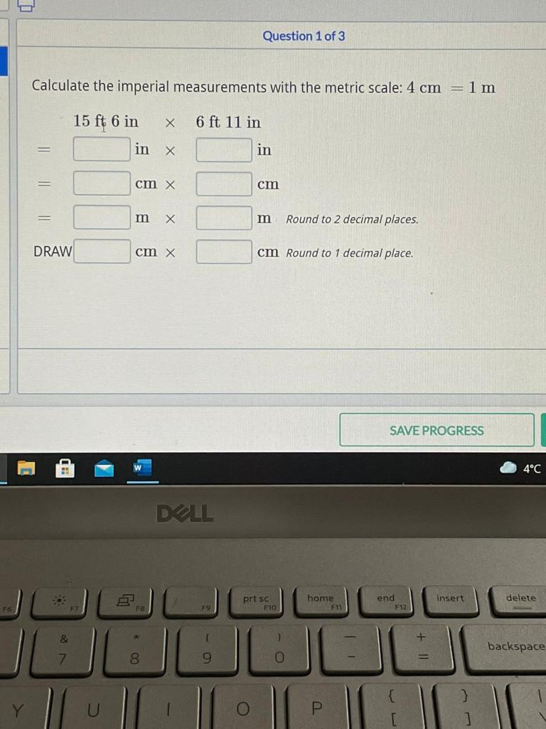 Solved Question 1 of 3 Calculate the imperial measurements | Chegg.com