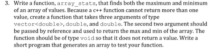 Solved Write a function, array_stats, that finds both the | Chegg.com