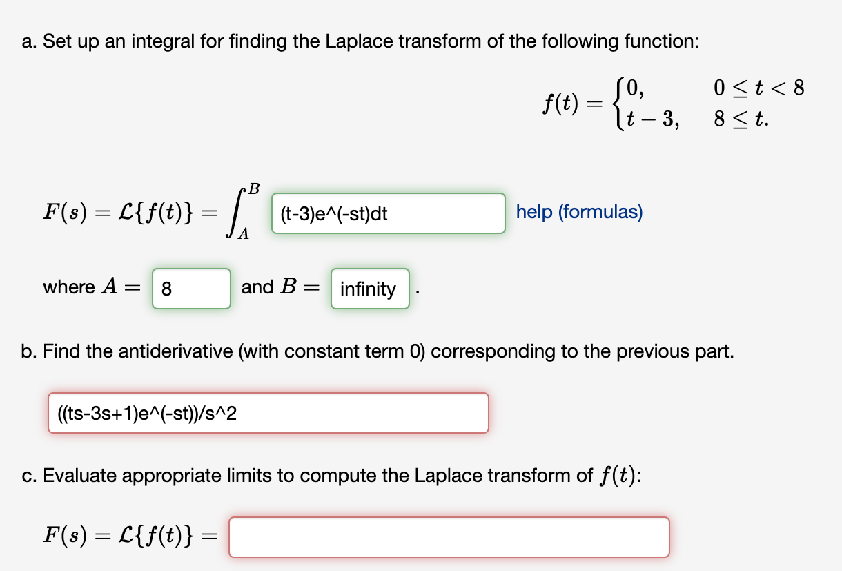 Solved a. Set up an integral for finding the Laplace | Chegg.com