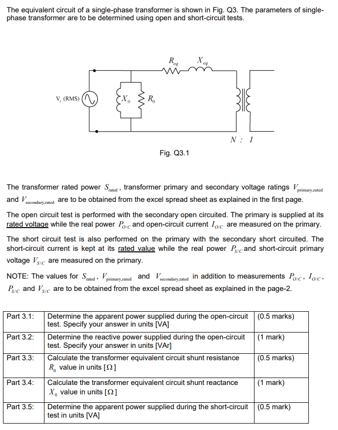 Solved The equivalent circuit of a single-phase transformer | Chegg.com