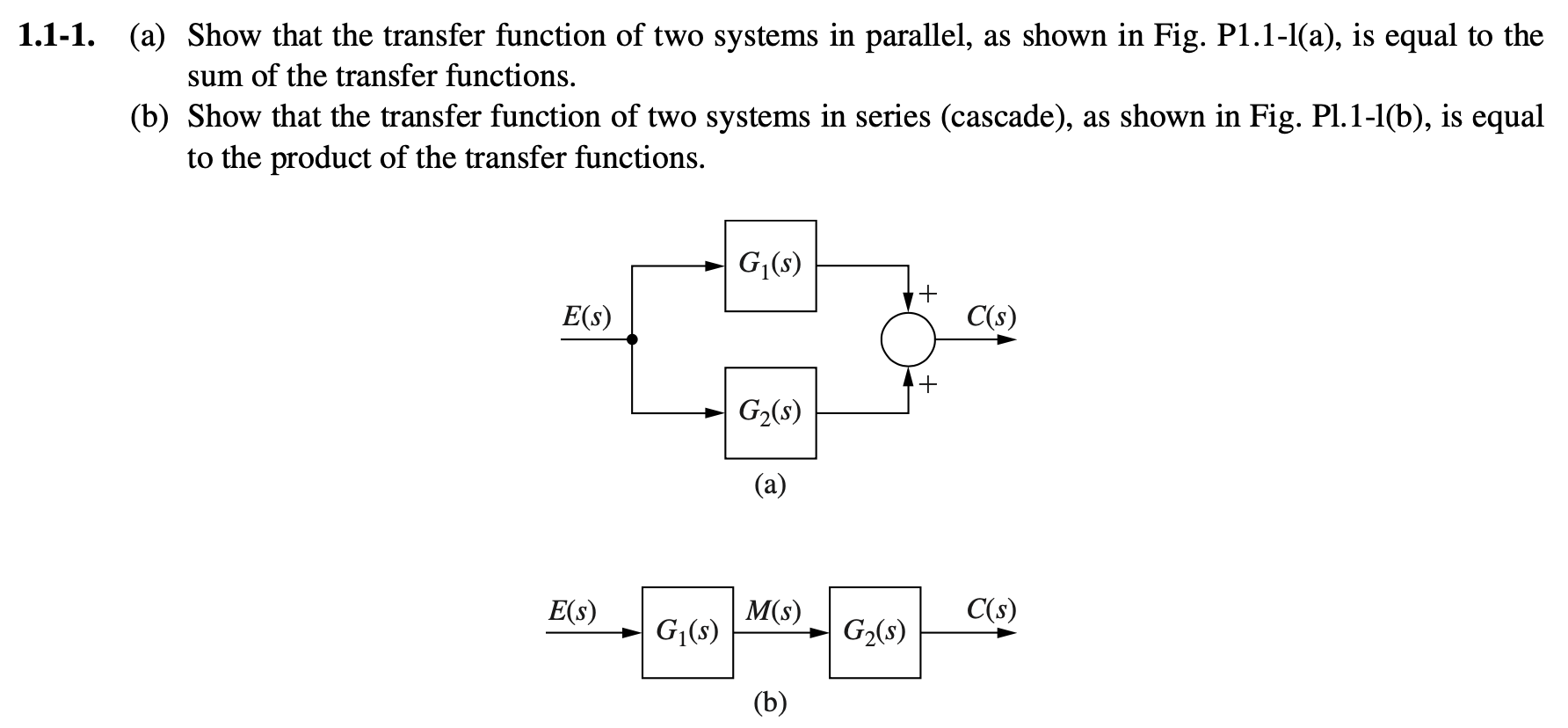 Solved 1.1-1. (a) Show that the transfer function of two | Chegg.com
