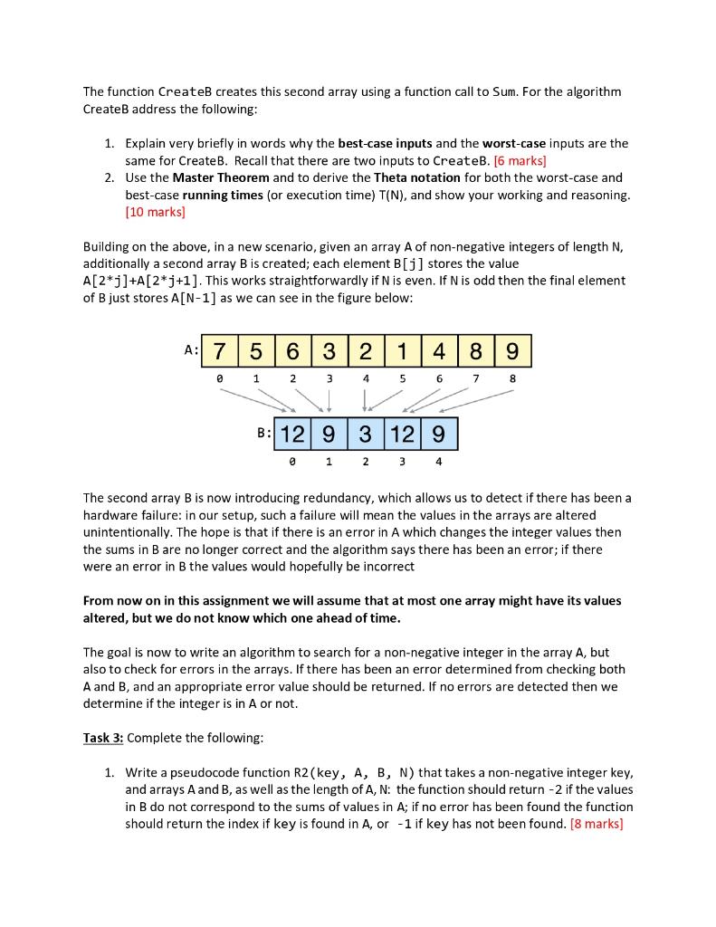 Solved The Function Createb Creates This Second Array Using 5947