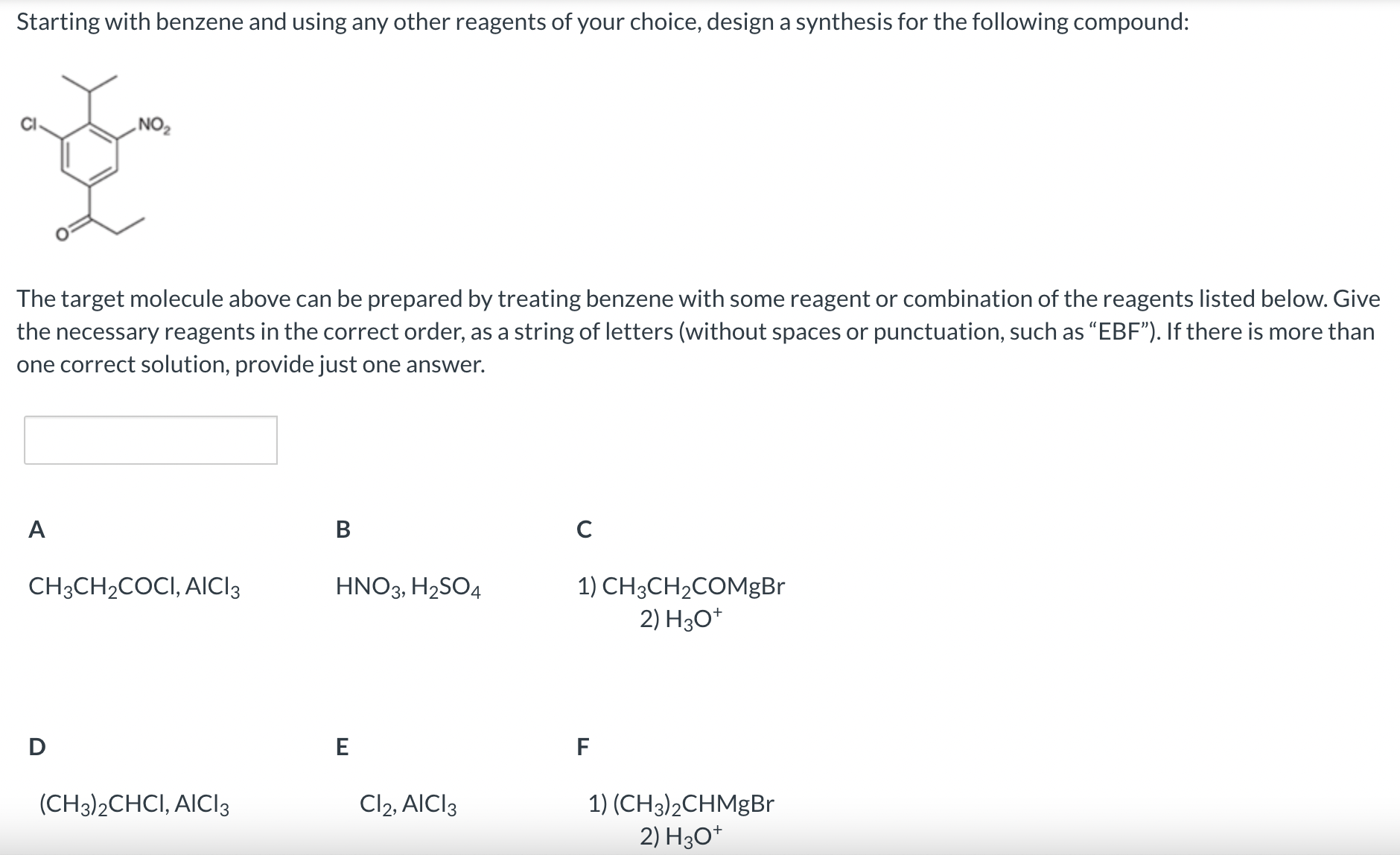 Solved Starting with benzene and using any other reagents of | Chegg.com