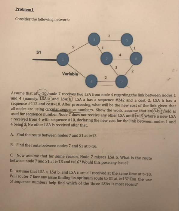 Solved Consider the following network: Assume that at t=10 | Chegg.com