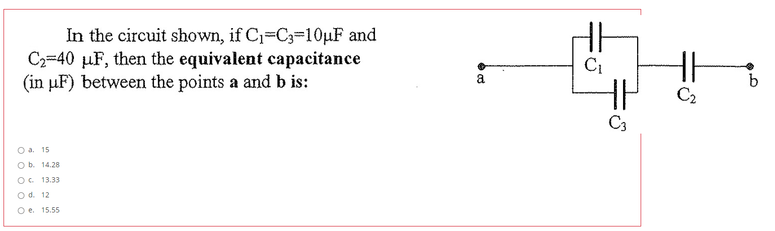 Solved In the circuit shown, if C1=C3=10uF and C2-40 uF, | Chegg.com