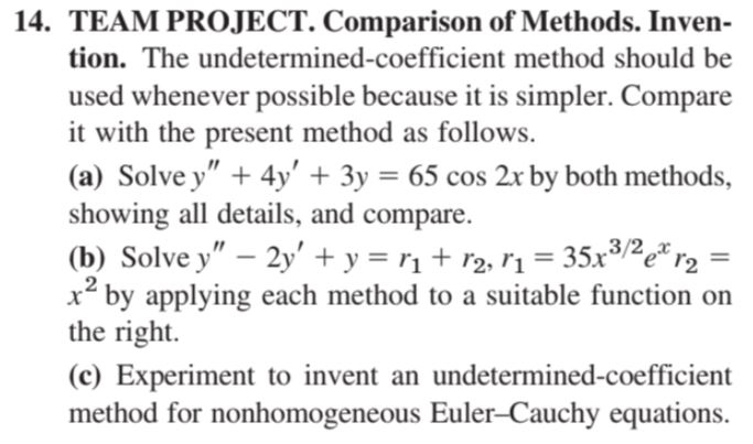 Solved 14. TEAM PROJECT. Comparison of Methods. Invention. | Chegg.com