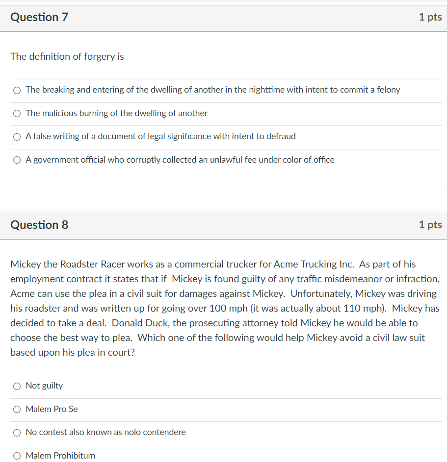 Solved Question 7 1 pts The definition of forgery is The | Chegg.com