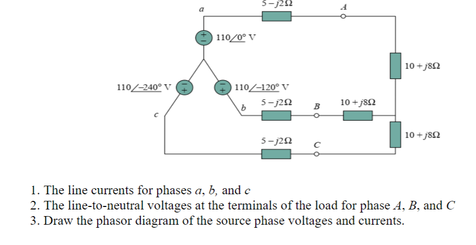 Solved 1. The line currents for phases a,b, and c 2. The | Chegg.com