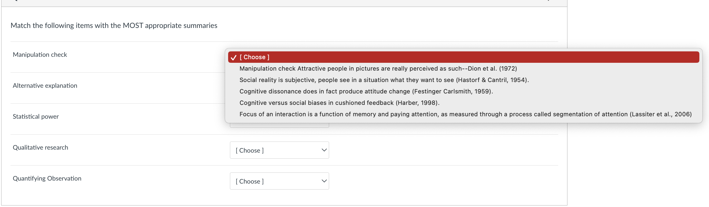 Solved Match the following items with the MOST appropriate | Chegg.com
