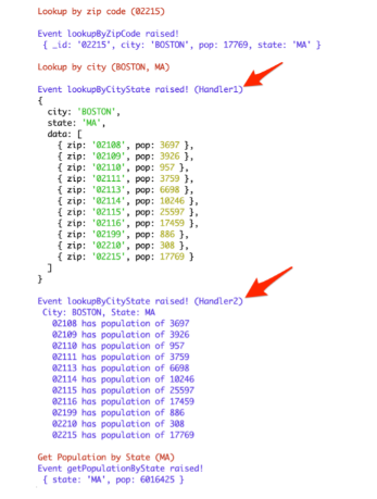 Complete the Node.js module, zipCode Emitter.js, with | Chegg.com