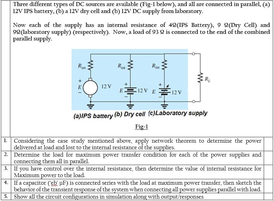 Solved Three different types of DC sources are available | Chegg.com