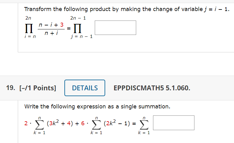 Solved Transform the following product by making the change | Chegg.com
