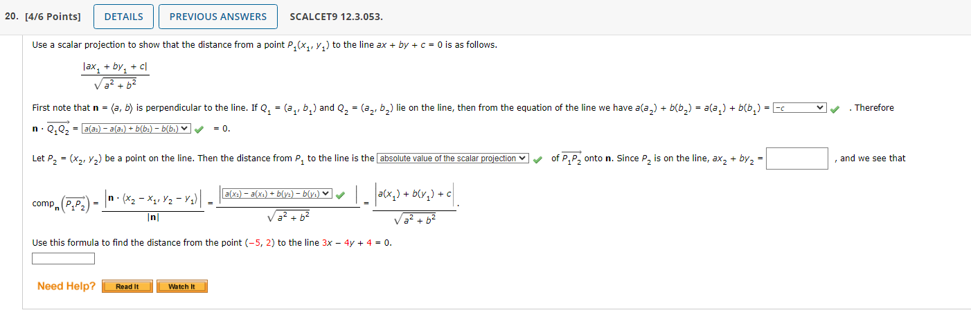 Solved Use a scalar projection to show that the distance | Chegg.com