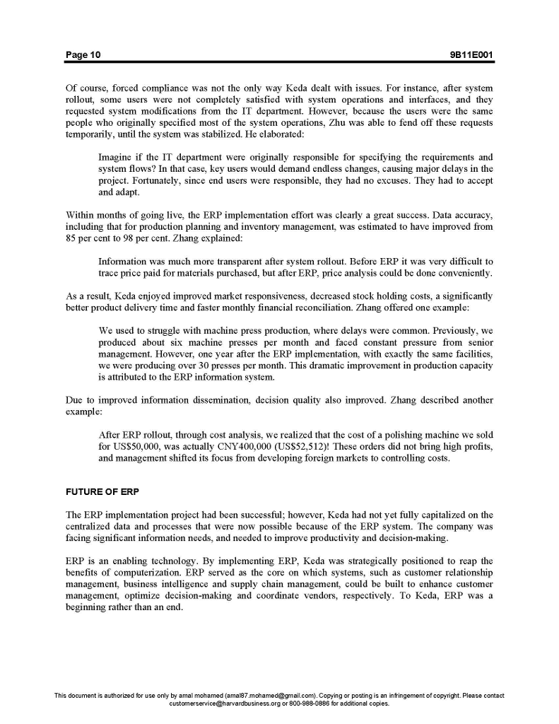 Ivey Publishing W11024 KEDA'S SAP IMPLEMENTATION | Chegg.com