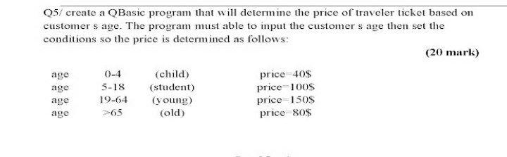 Solved 25/ create a QBasic program that will determine the | Chegg.com