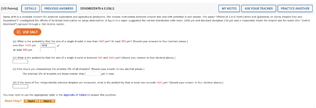 Solved (1/5 Points] DETAILS PREVIOUS ANSWERS DEVORESTAT9 | Chegg.com