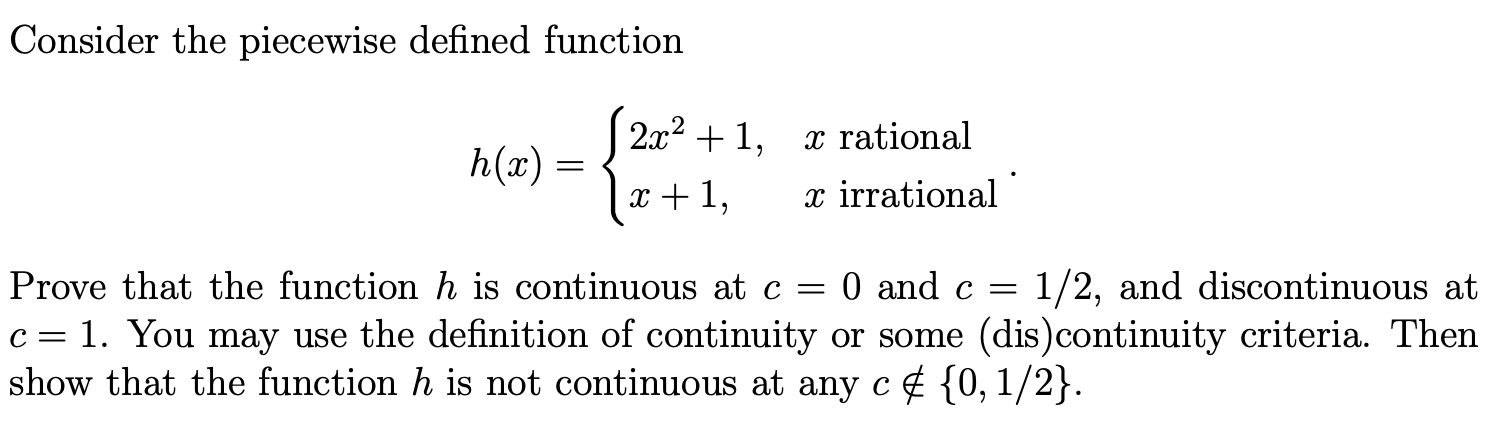 Solved Consider the piecewise defined function | Chegg.com