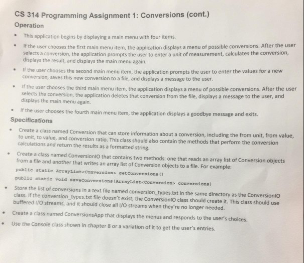 Solved CS 314 Programming Assignment 1: Conversions (cont.) | Chegg.com