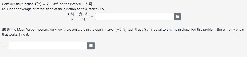 Solved Consider the function f(x)=7-2x2 ﻿on the interval | Chegg.com