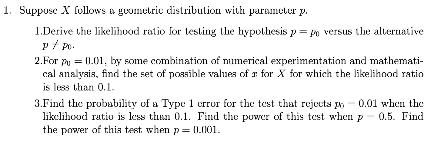 Solved Suppose X follows a geometric distribution with | Chegg.com