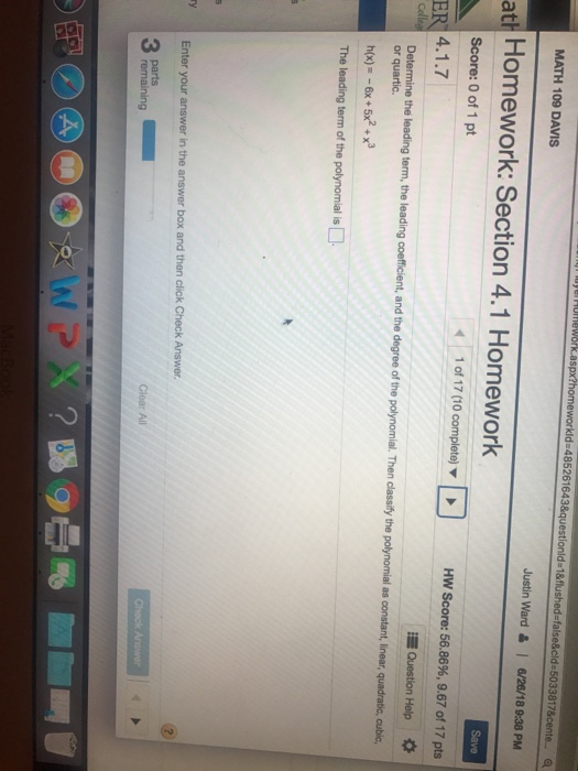 Solved MATH 109 DAVIS ath Homework: Section 4.1 Homework | Chegg.com