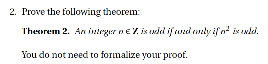 Solved 2 Prove The Following Theorem Theorem 2 An Integer