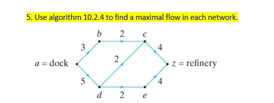 Solved 5. Use algorithm 10.2.4 to find a maximal flow in | Chegg.com