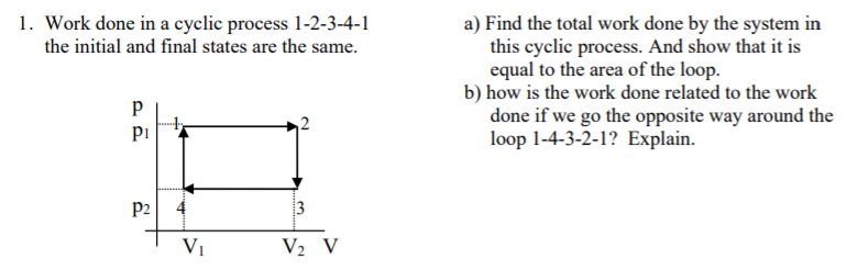 Solved a) Find the total work done by the system in 1. Work | Chegg.com