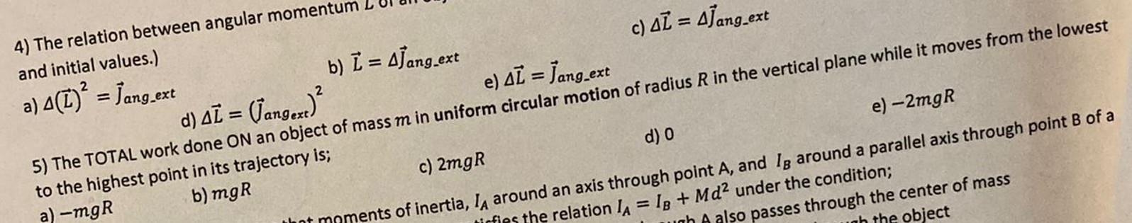 Solved The TOTAL work done ON an object of mass m ﻿in | Chegg.com
