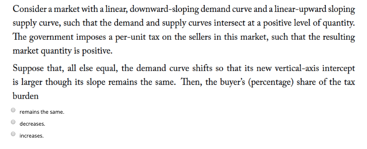 Solved Consider a market with a linear, downward-sloping | Chegg.com