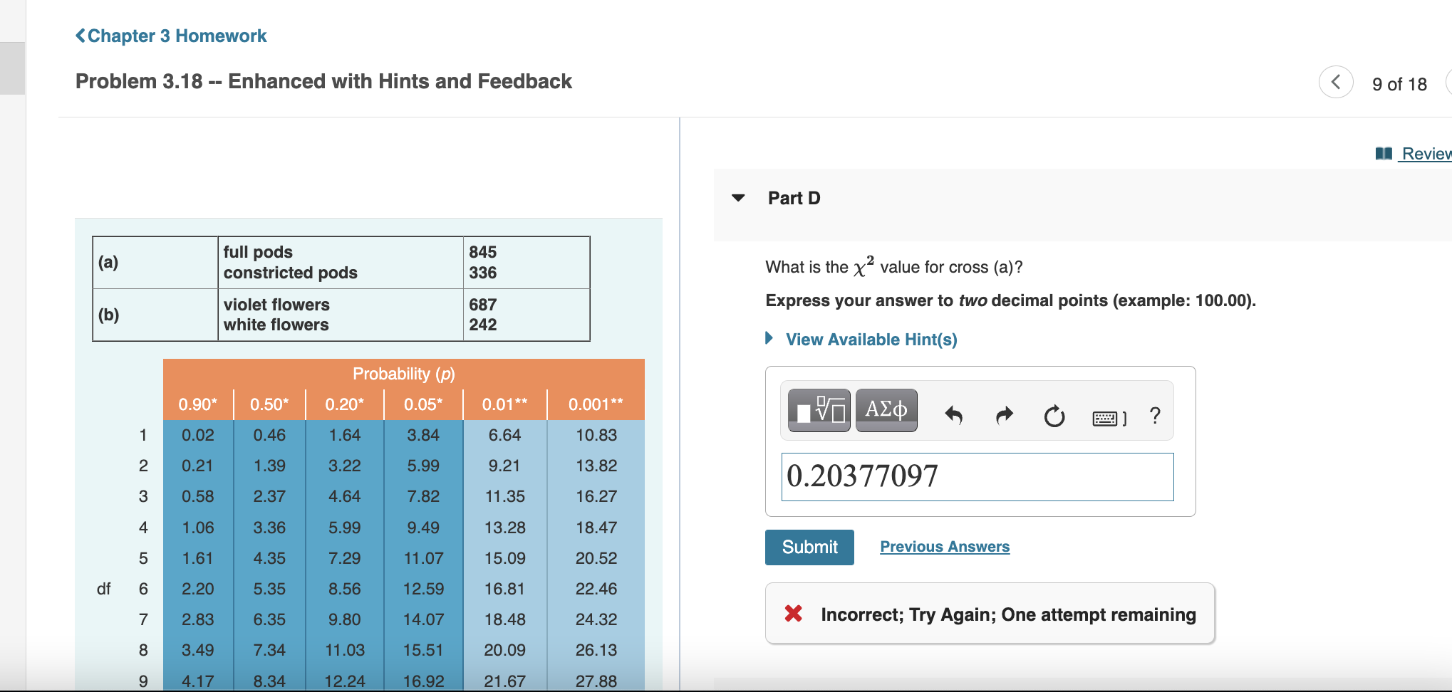 Solved Problem 3.18 - Enhanced with Hints and Feedback Part | Chegg.com